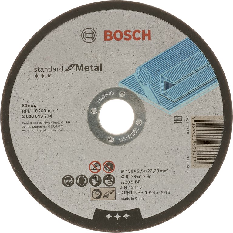 BOSCH Rezne ploče Standard for Metal s ravnim središtem prečnika 22,23 mm, za male ugaone brusilice 2608619774ID EK000790099