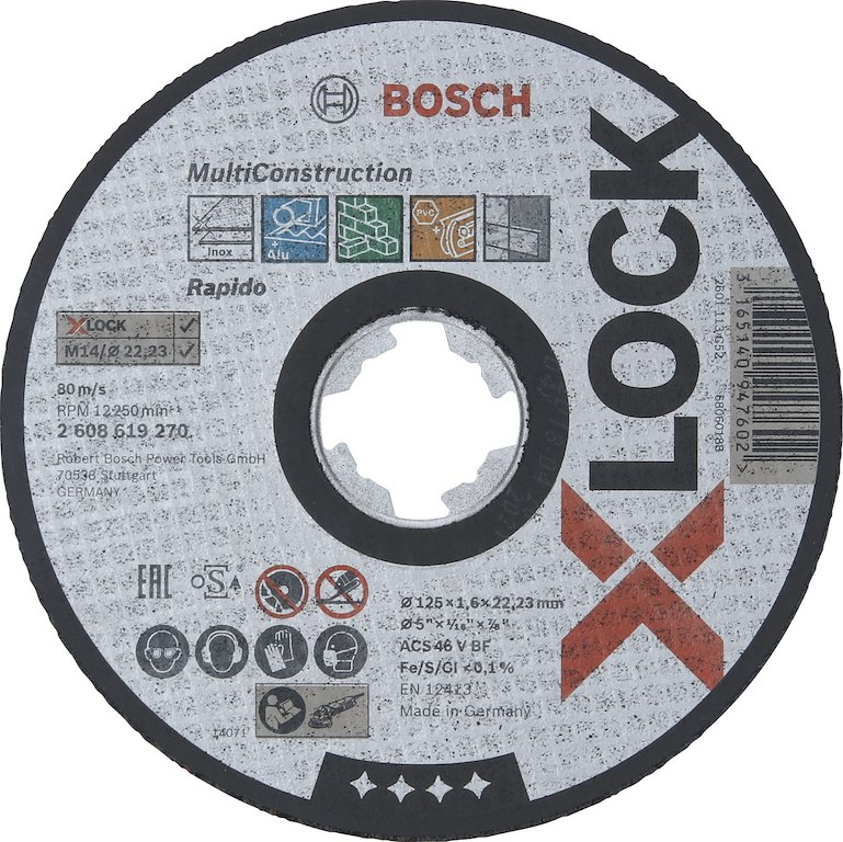 BOSCH Rezne ploče za razne materijale MultiMaterial X-LOCK s ravnim središtem 2608619270ID EK000790122
