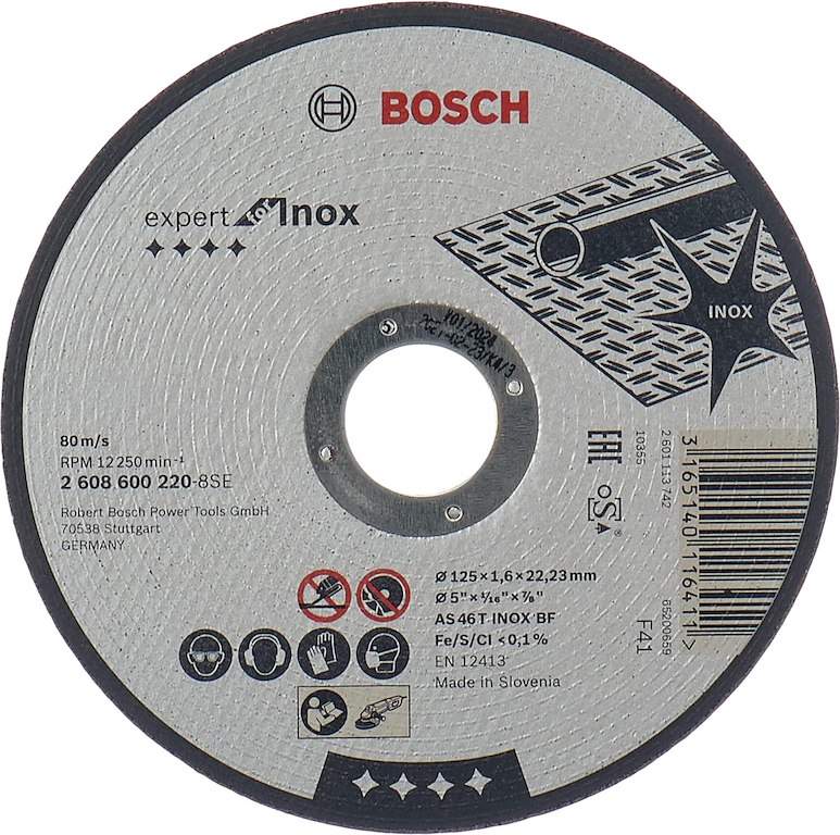 BOSCH Rezne ploče Expert for Inox s ravnim središtem prečnika 22,23 mm, za male ugaone brusilice 2608600220ID EK000790884