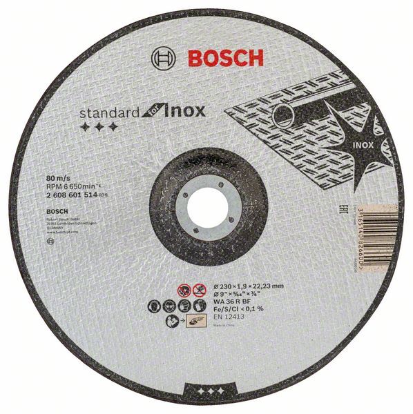 BOSCH Standard za metal, rezna ploča, ravna WA 36 R BF, 230 mm, 22,23 mm, 1,9 mm 2608601514ID EK000790030