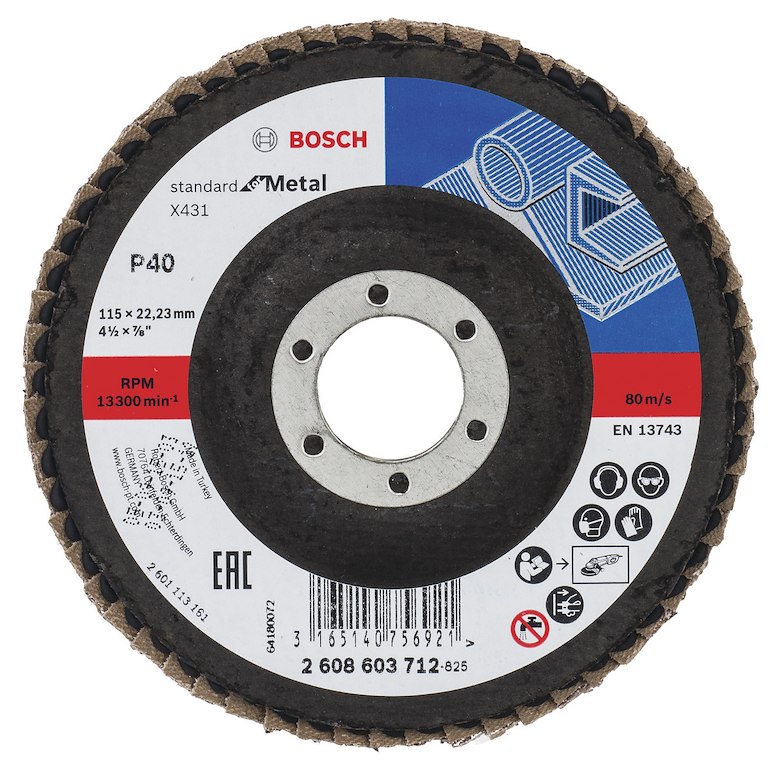 BOSCH lamelni brusni diskovi X431 Standard for Metal, ravna verzija 2608603712ID EK000789952