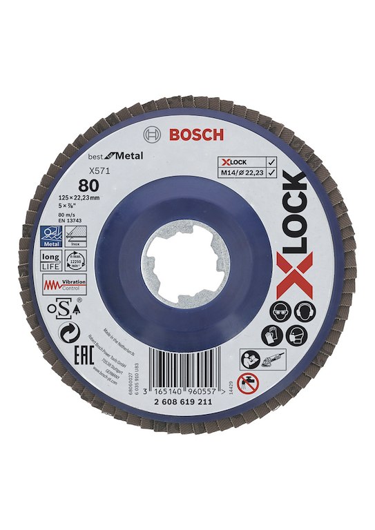 BOSCH lamelni brusni diskovi X571 Best for Metal X-LOCK, ravna verzija 2608619211ID EK000790281