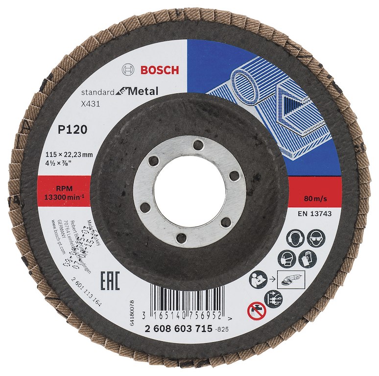 BOSCH lamelni brusni diskovi X431 Standard for Metal, ravna verzija 2608603715ID: EK000790277