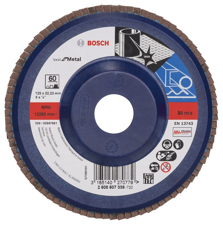 BOSCH lamelni brusni diskovi X571 Best for Metal, ravna verzija, plastični, za male ugaone brusilice 2608607339ID EK000790803