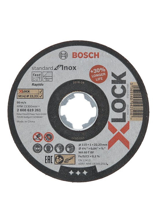 BOSCH Rezne ploče Standard for Inox X-LOCK s ravnim središtem 2608619261ID EK000790948