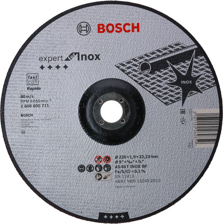 BOSCH Rezne ploče Expert for Inox Rapido s udubljenim središtem 2608600711ID: EK000791420