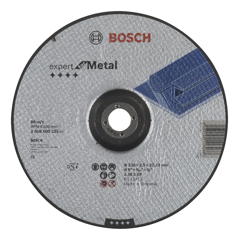 BOSCH Rezne ploče Expert for Metal s udubljenim središtem prečnika 22,23 mm, za velike ugaone brusilice 2608600225ID EK000792869