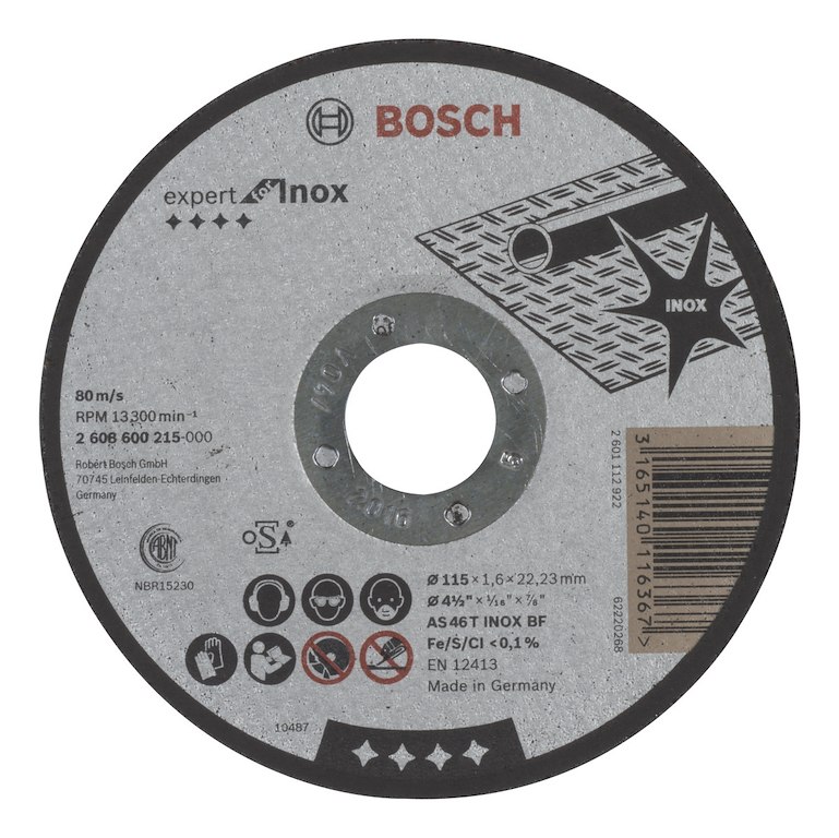 BOSCH Rezne ploče Expert for Inox s ravnim središtem prečnika 22,23 mm, za male ugaone brusilice 2608600215ID: EK000792419