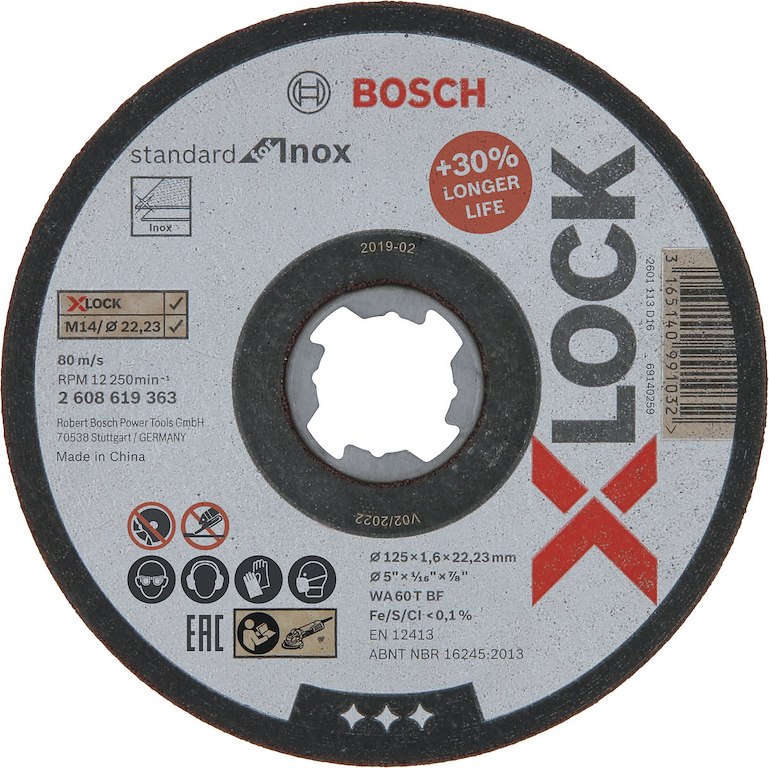 BOSCH Rezne ploče Standard for Inox X-LOCK s ravnim središtem 2608619363ID EK000790943