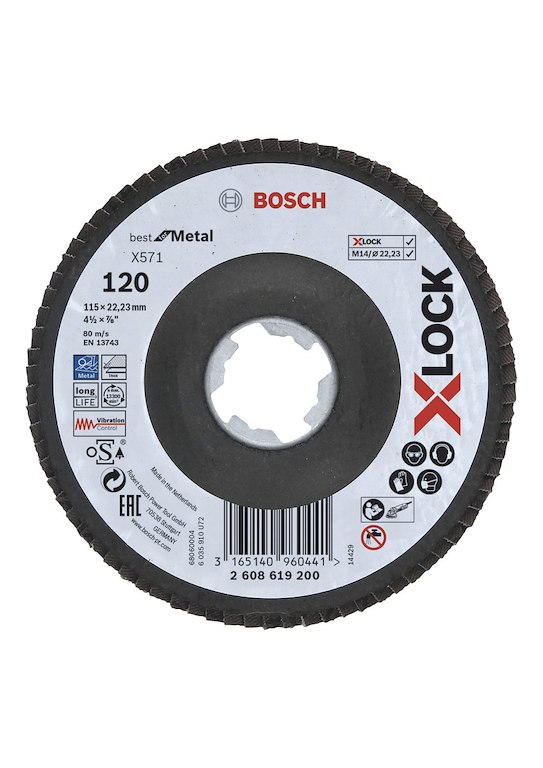 BOSCH lamelni brusni diskovi X571 Best for Metal X-LOCK, ugaona verzija 2608619200ID EK000792739