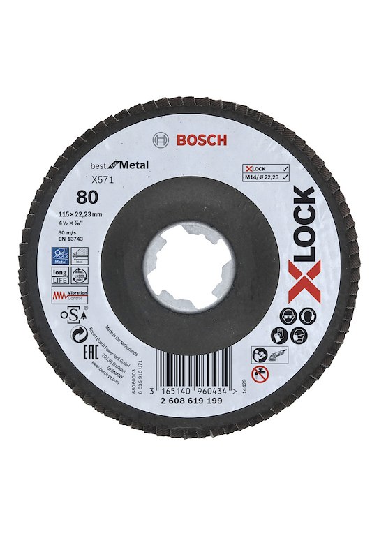 BOSCH lamelni brusni diskovi X571 Best for Metal X-LOCK, ugaona verzija 2608619199ID EK000791271