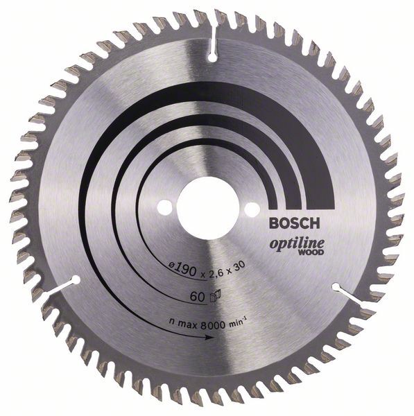 BOSCH List kružne testere Optiline Wood 190x30x2,6/1,6 mm, 60Z ATB 2608641188ID EK000790633