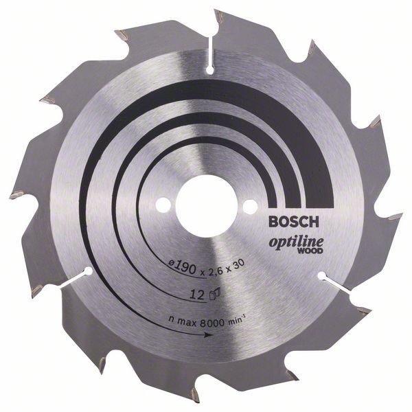 BOSCH List kružne testere Optiline Wood 190x30x2,6/1,6 mm, 12Z ATB 2608641187ID: EK000790250