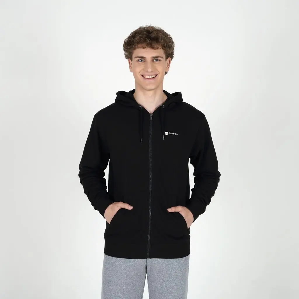 Slazenger Muški duks sa kapuljačom Logo Full Zip Hoody, Crni