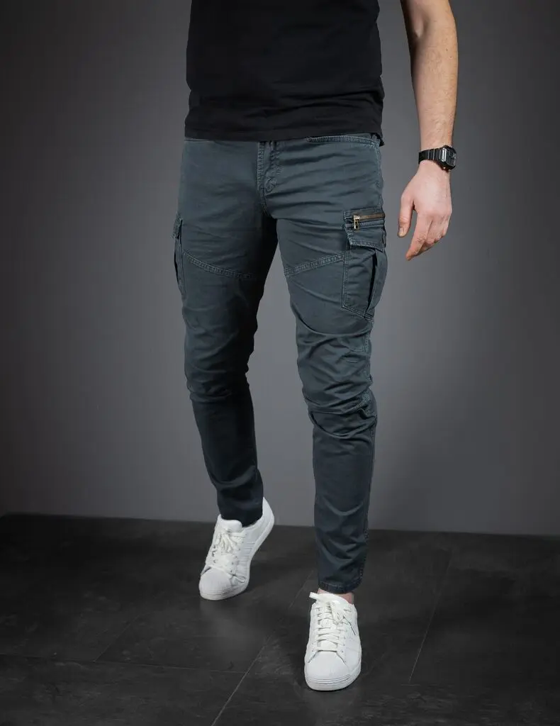 Denistar Muške pantalone 100/2548, Kargo, Tamnosive