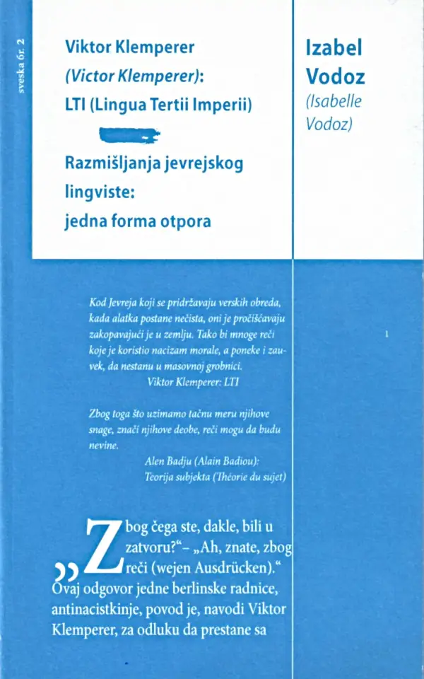 Razmišljanja jevrejskog lingviste – jedna forma otpora : Viktor Klemperer – LTI