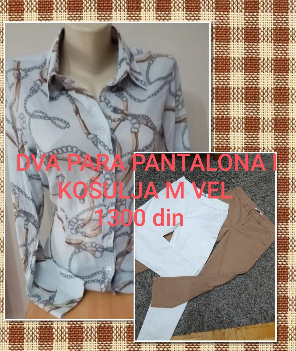 Dva para pantalona i prelepa lagana košulja u M veličini za svega 1300