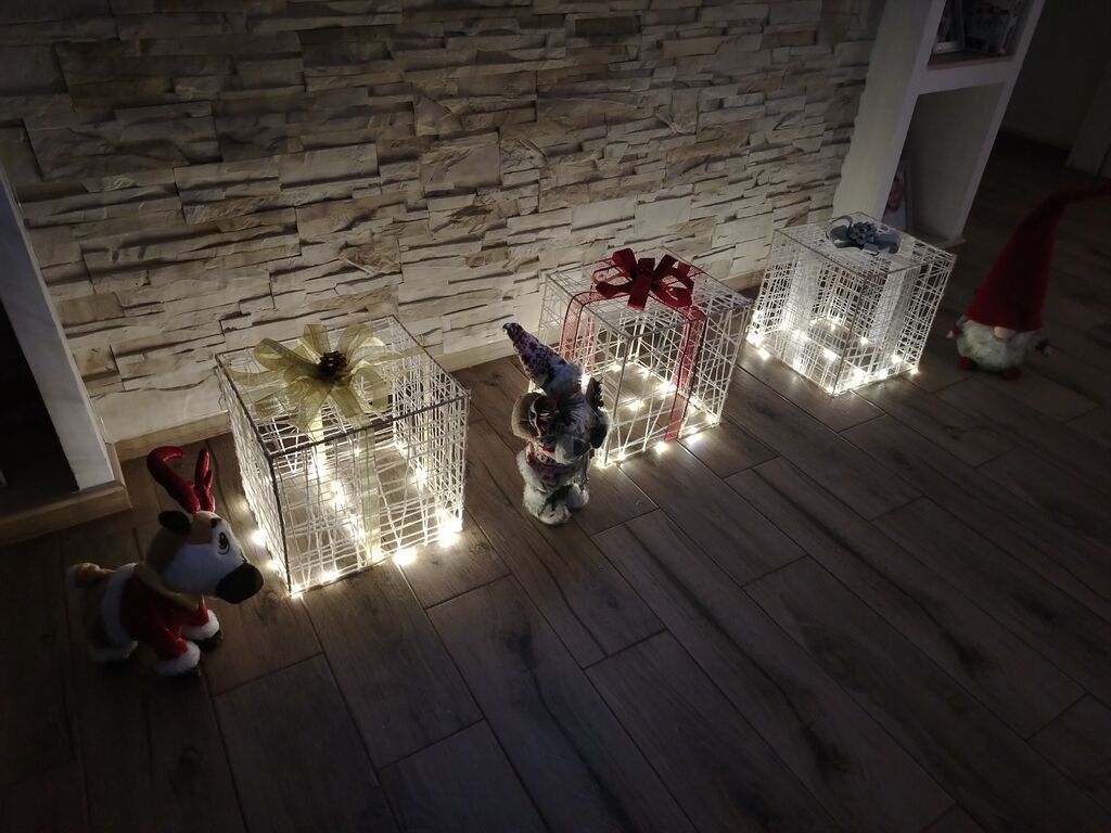 Dekorativne svetleće kutije – praznični set - Ručno rađene žičane