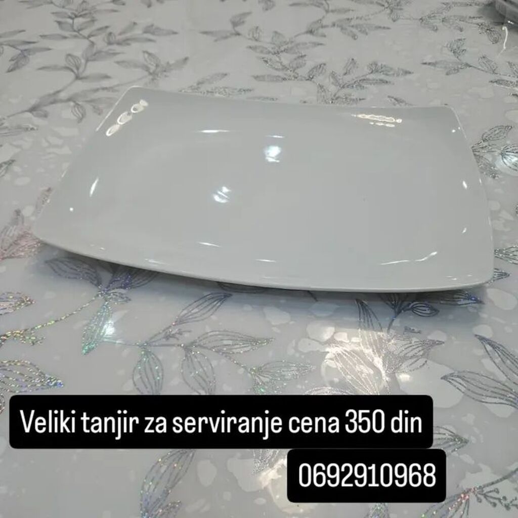Veliki tanjir za serviranje – pravougaonog oblika, klasičan beli