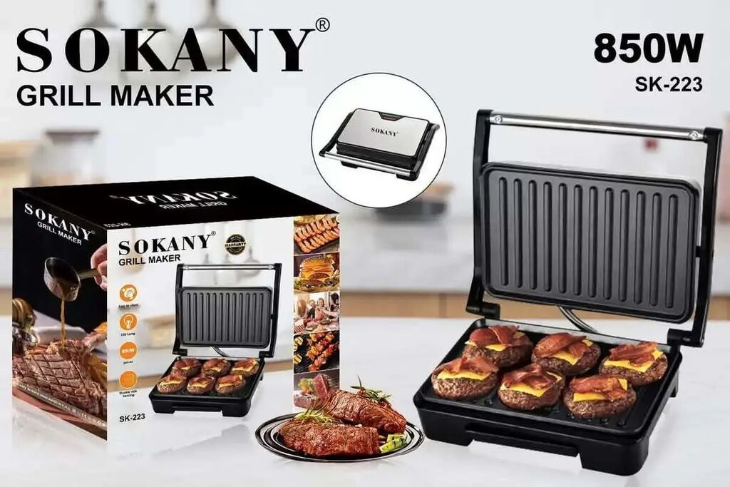 Sokany Grill Maker SK-223 – 850W - Električni kontaktni roštilj za