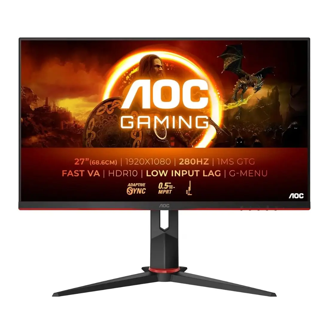 AOC Gaming monitor 27G2ZN3/BK, 27", Full HD, VA, 280 Hz, Tamnosivi