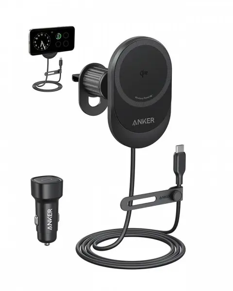 ANKER Auto punjač MagGo 15W, Crni
