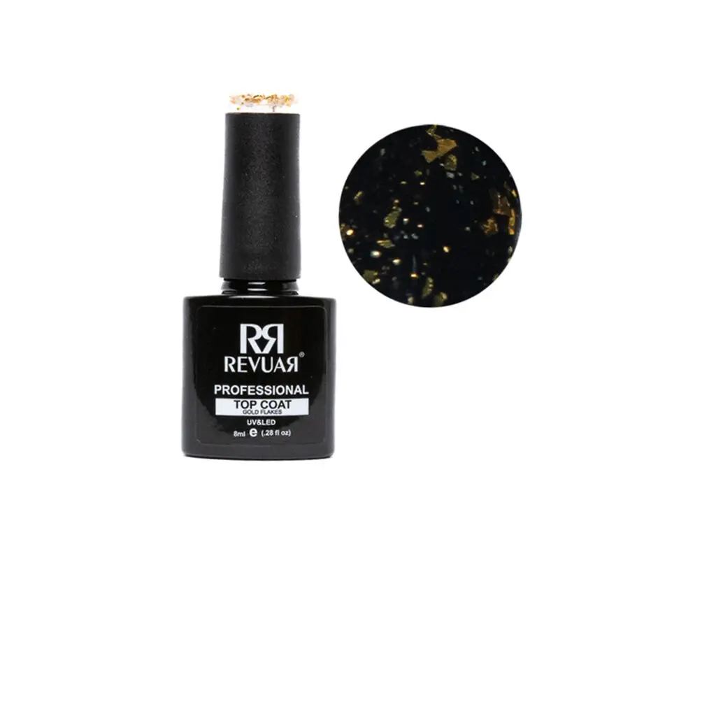 Revuar Top Coat za nokte Golden flakes, 8ml