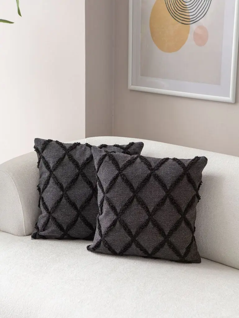 Aberto Design Set dekorativnih jastučnica Tuffet, 43x43 cm, 2 komada, Crna