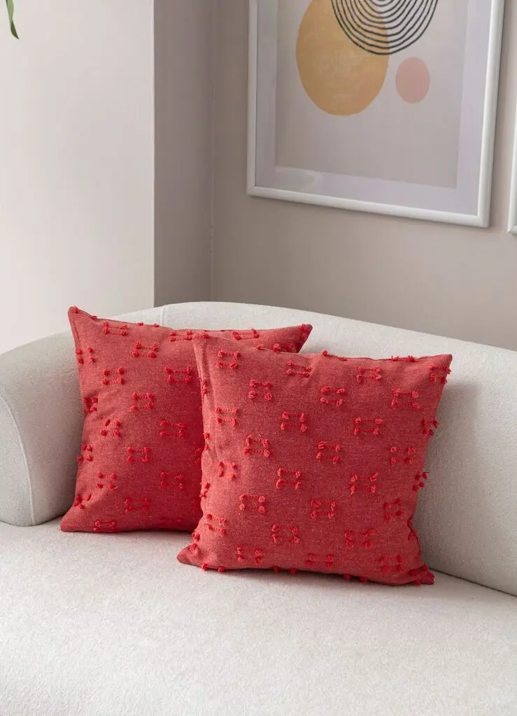 Aberto Design Set dekorativnih jastučnica Tuffet, 43x43 cm, 2 komada, Crvena