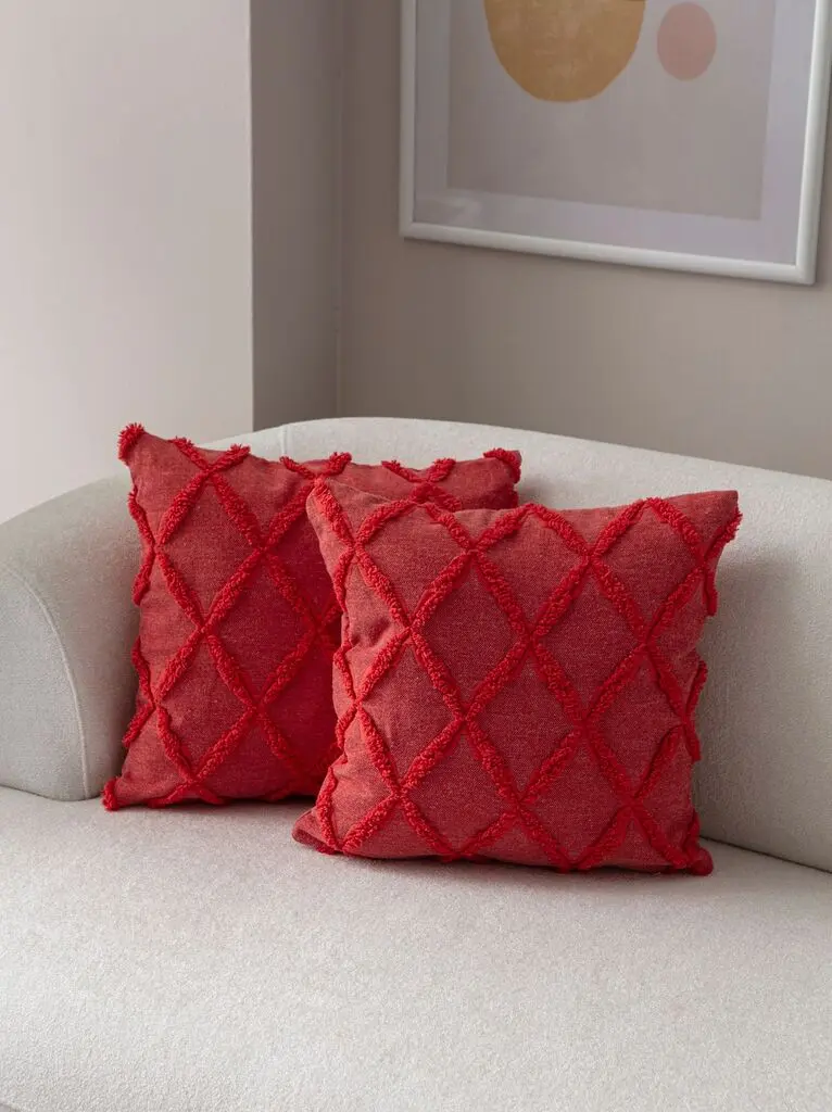Aberto Design Set dekorativnih jastučnica Tuffet, 43x43 cm, 2 komada, Crvena