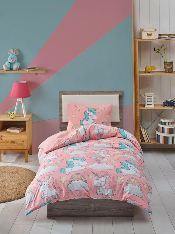 L'essentiel Maison Set Single posteljine Unicornio, 140x200cm, Roze