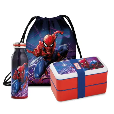 Egan Italy Set Kutija za užinu, podesiva torba i termos Spider-Man Marvel, 3 komada