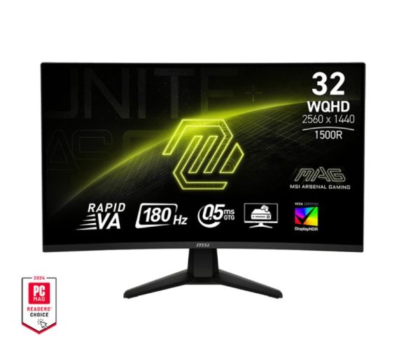 MSI - 32 inča 32CQ6F MAG WQHD 2560x1440 Rapid VA 180 Hz zakrivljeni gaming monitor