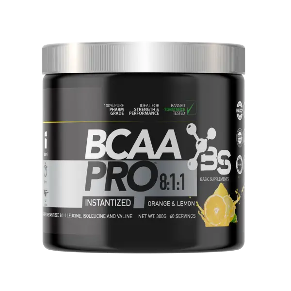 Basic Supplements Pro BCAA 8:1:1 Aminokiselina, Ukus Narandža i limun, 300g