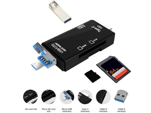 JWD Čitač kartica USB 6u1 OTG 220862