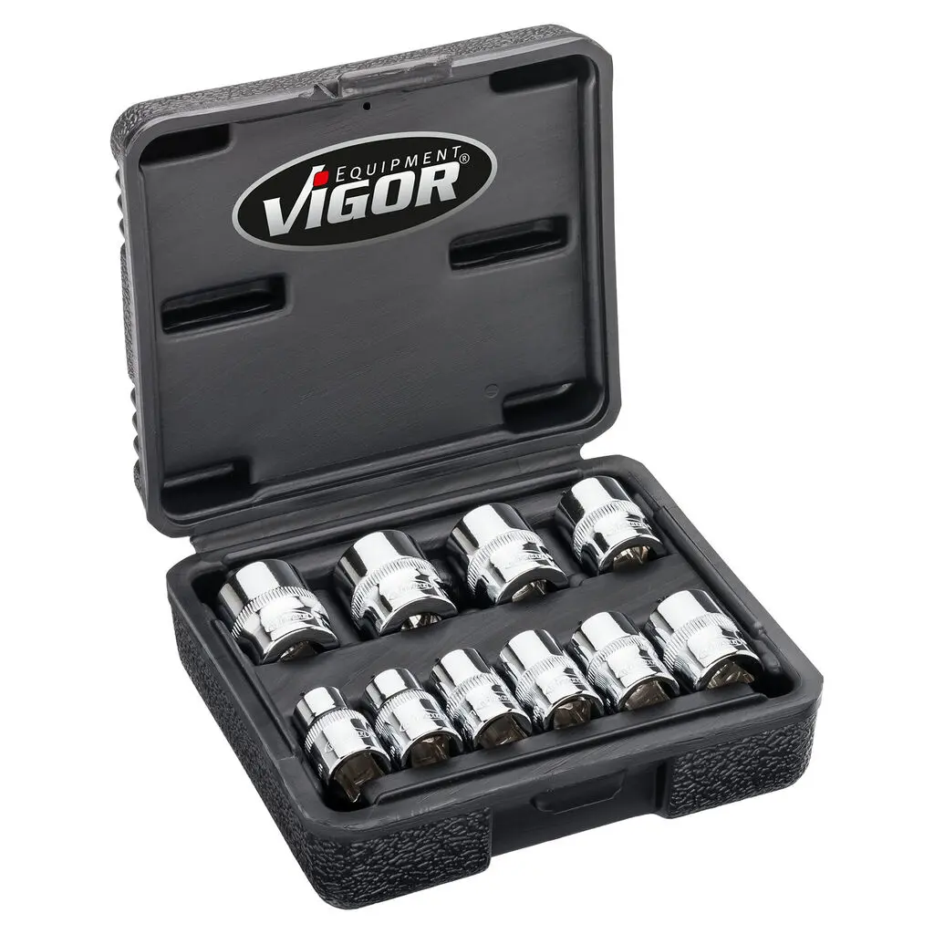 Vigor Set gedora V7538/10, 3/8", 10 komada, Dvanaestougaona