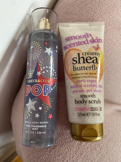 Bath and body works body mist + body scrub