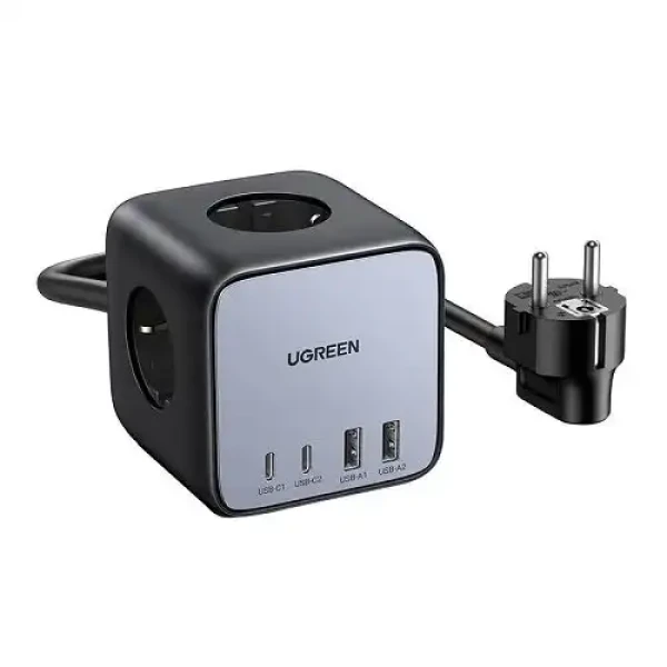 Ugreen kocka 65W USB USB C + 3 x AC utičnica crna (CD268)