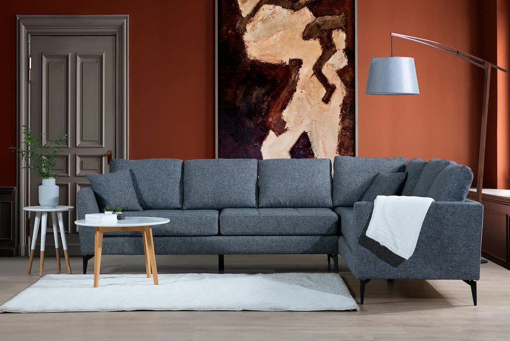 Atelier del Sofa Ugaona garnitura 83x90x300cm Tamnosiva