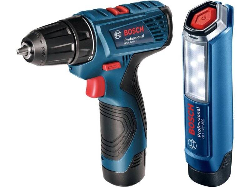 BOSCH PLAVI ALAT KOMBINOVANI KOMPLET: GSR 120-LI + GLI 12V-300 + 2 X GBA 12V 2.0AH + GAL 1210 CV U KOFERU ZA NOŠENJE 06019G8004