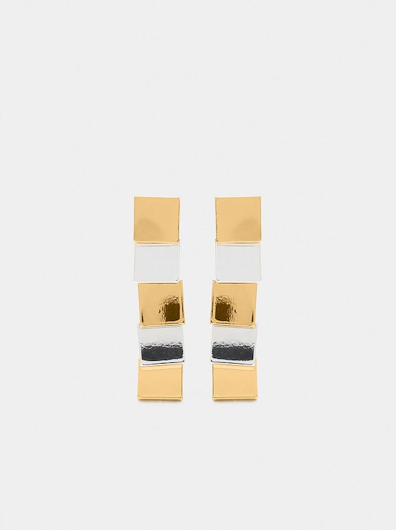 LONG BICOLOR SQUARE EARRINGS