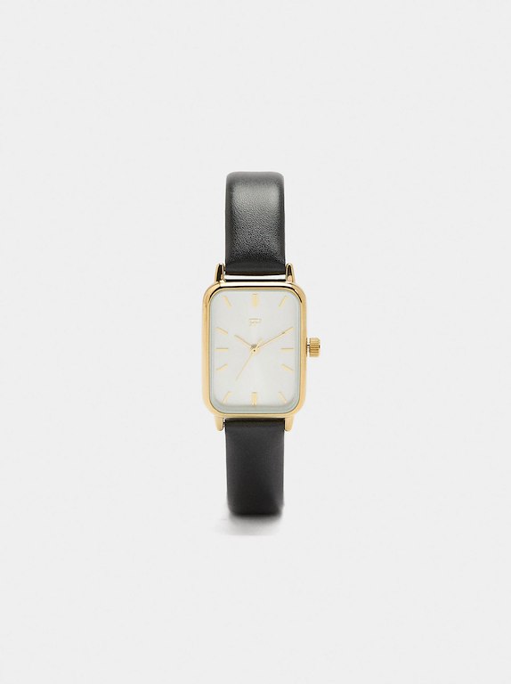 SQUARE WATCH WITH LEATHER-EFFECT BRACELET