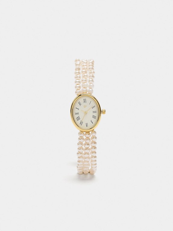 WATCH WITH MULTI-STRAP PEARL BRACELET
