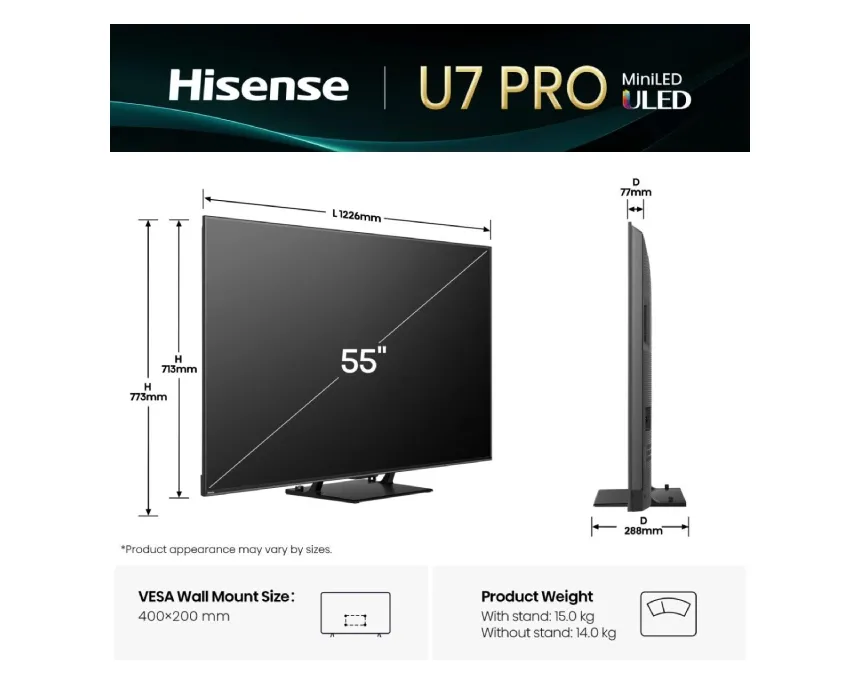 HISENSE 55 inča 55U7Q PRO ULED Mini-LED 4K UHD Smart TV