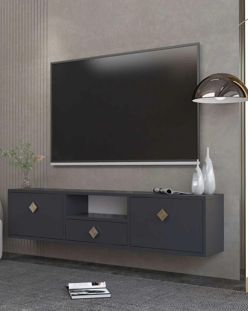 Hanah Home TV Komoda 1305-DROP-1, 140x30x30cm, Antracit-zlatna
