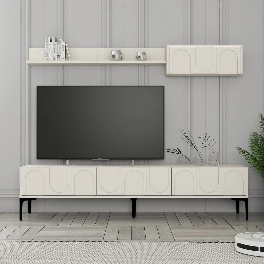 Hanah Home TV komoda sa policama Lyon 2, 180 cm, Krem-bela