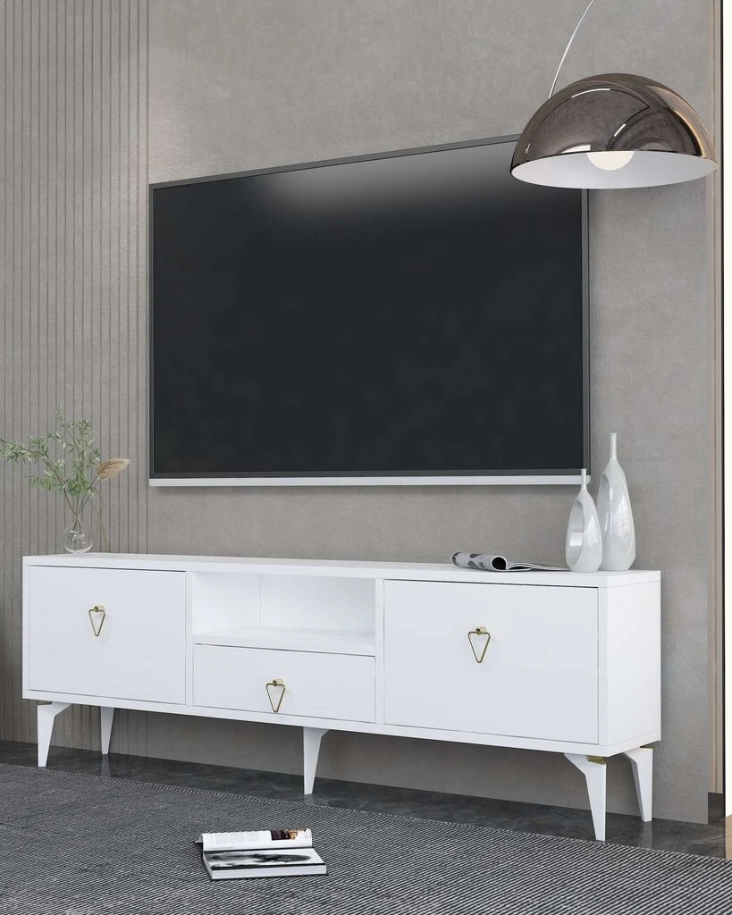 Hanah Home TV Komoda 1302-DROP-1, 140x49x30cm, Belo-zlatna