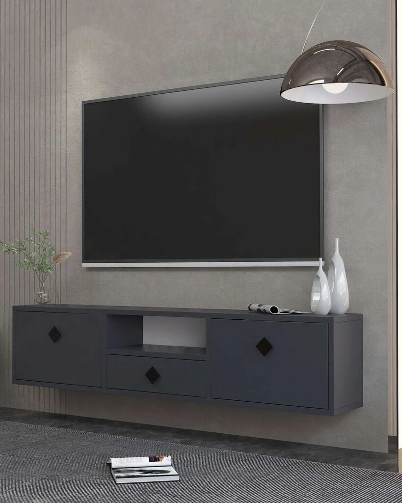 Hanah Home TV Komoda 1305-DROP-1, 140x30x30cm, Antracit-crna