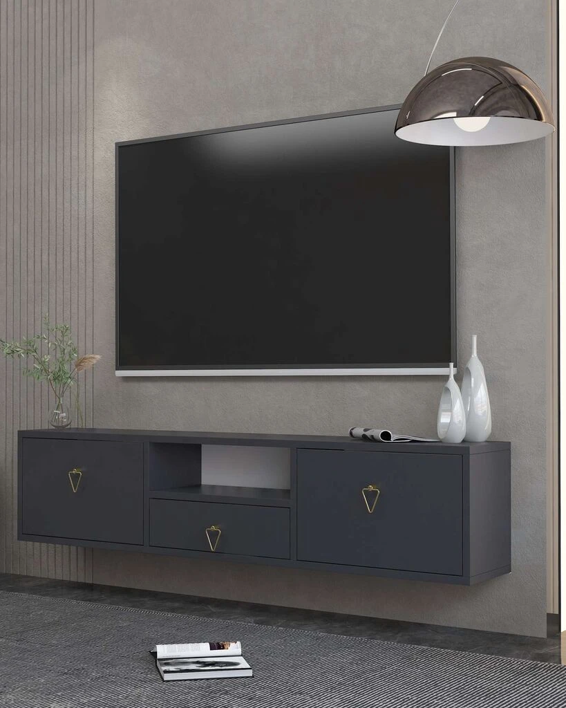 Hanah Home TV Komoda 1303-DROP-1, 140x30x30cm, Antracit-zlatna