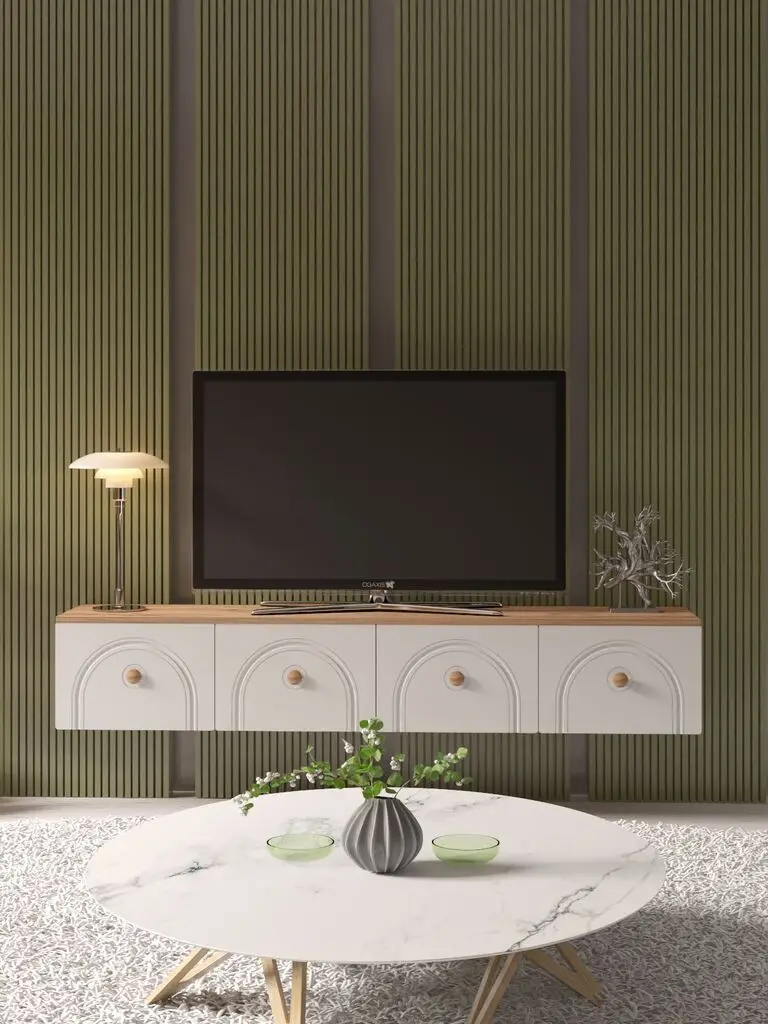 Hanah Home TV Komoda Norvia 180, 180x32x35cm, Bela